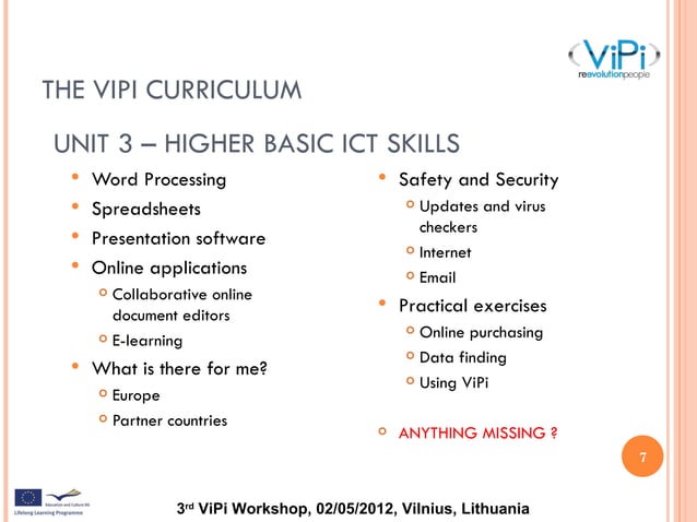 Basic ICT Training curriculum (Andy Burton, NTU) | PPT