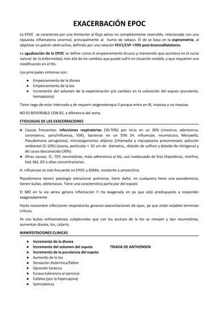 EPOC - REAGUDIZACIÓN/EXACERBACIÓN DE EPOC | PDF
