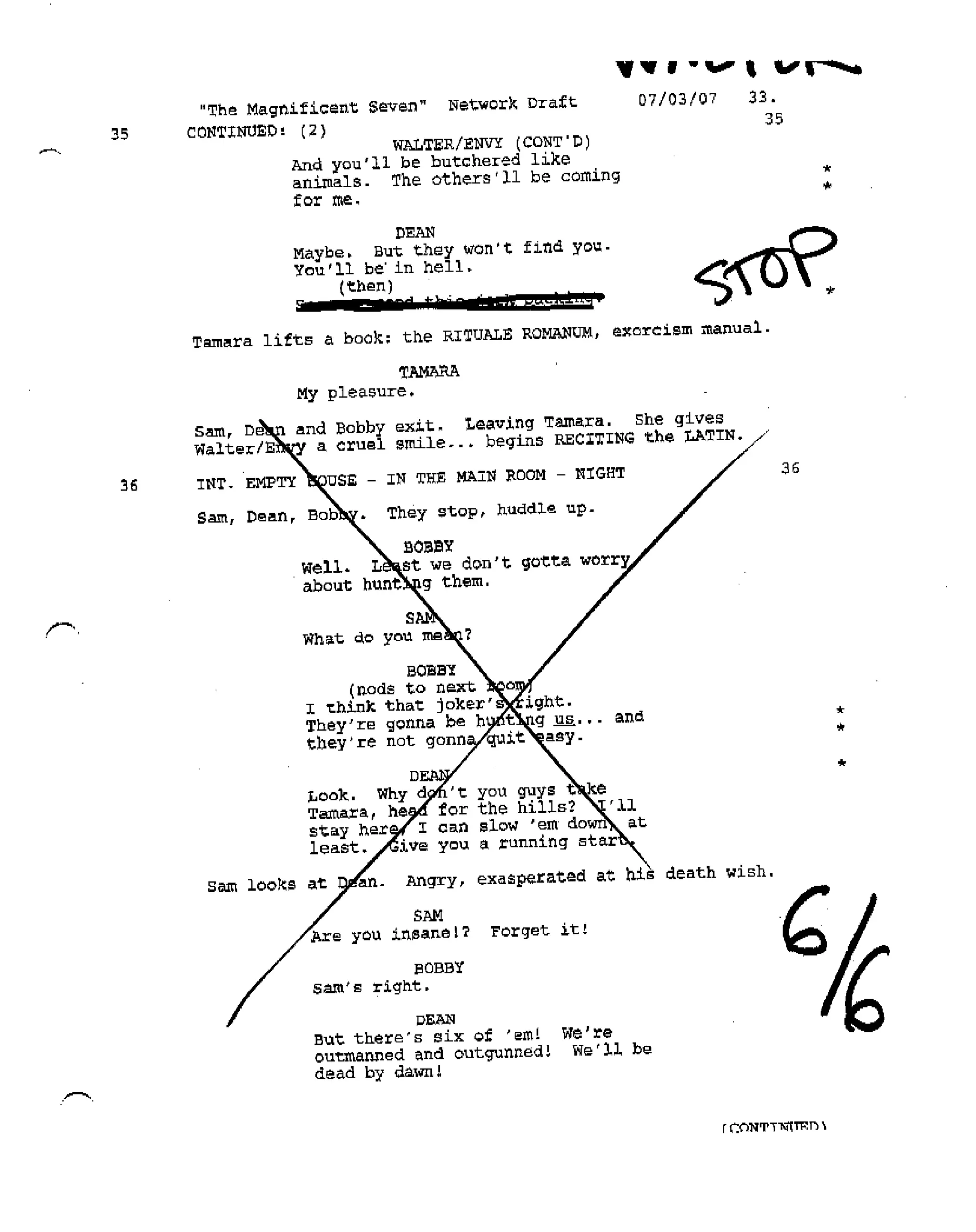 Supernatural 3.01 The Magnificent Seven Walter 6pgs | PDF