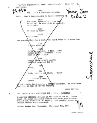 Supernatural 3x08 A Very Supernatural Christmas casting sides for young ...