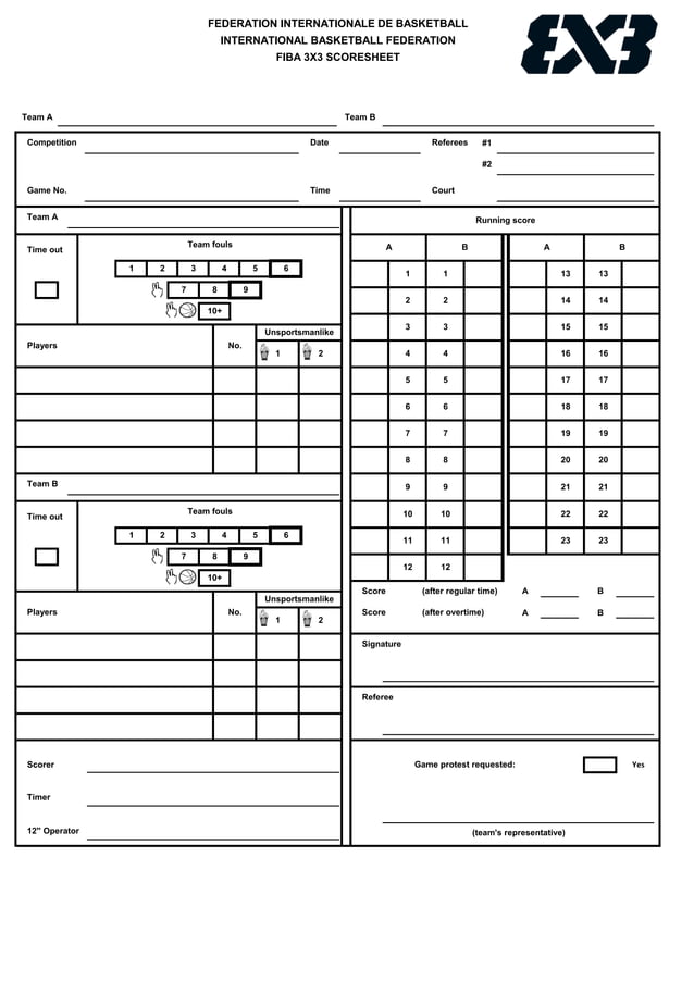 3x3 scoresheeteng | PDF | Basketball | Sports