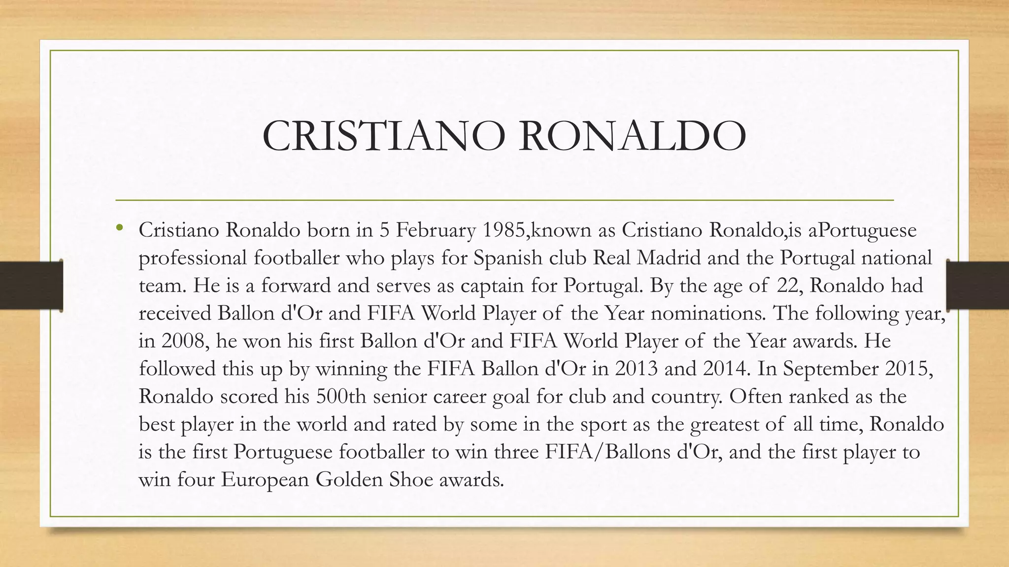 Famous Personality - Cristiano Ronaldo | PPTX
