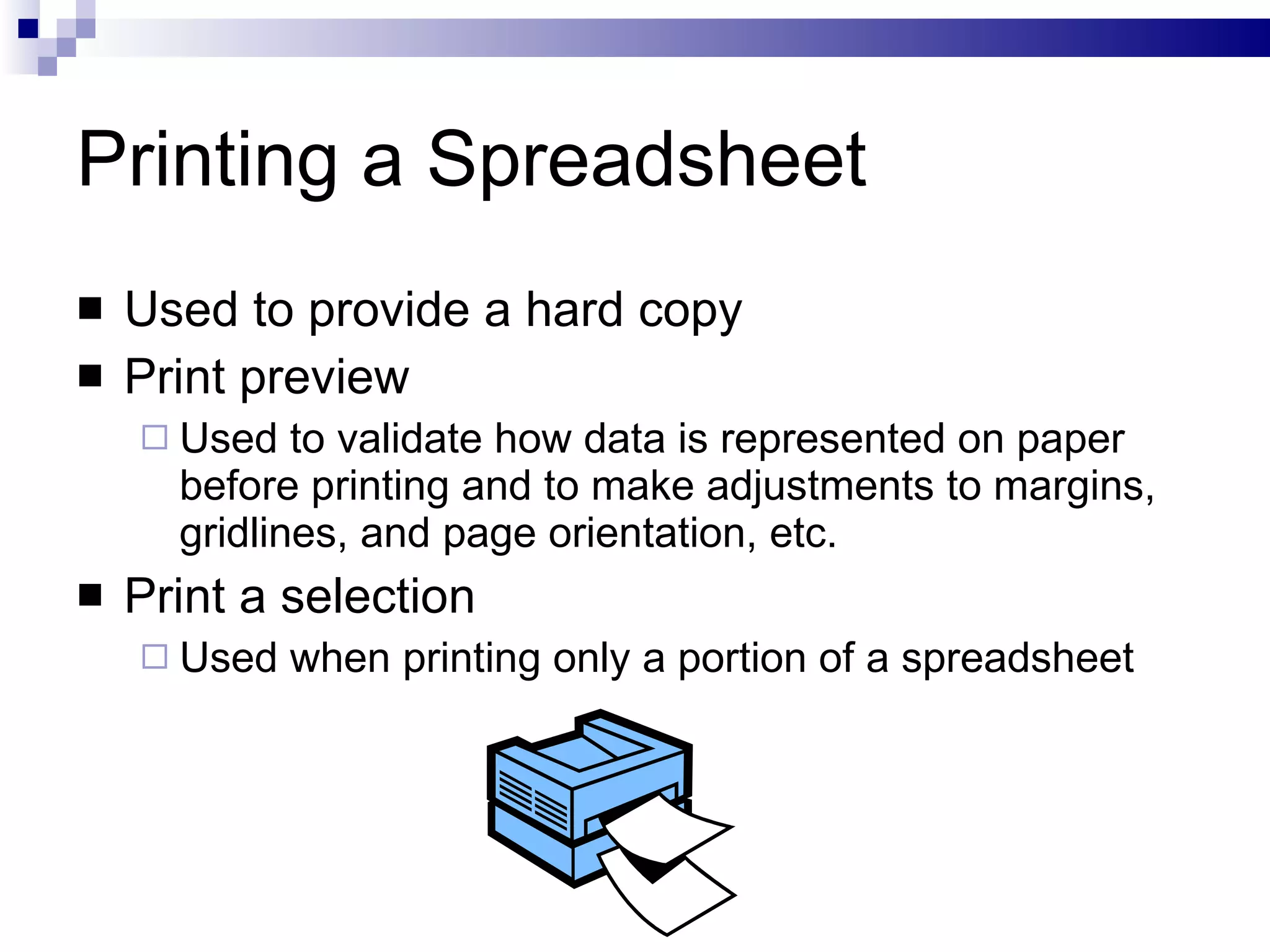 spreedsheet operation | PPT | Computing | Technology & Computing
