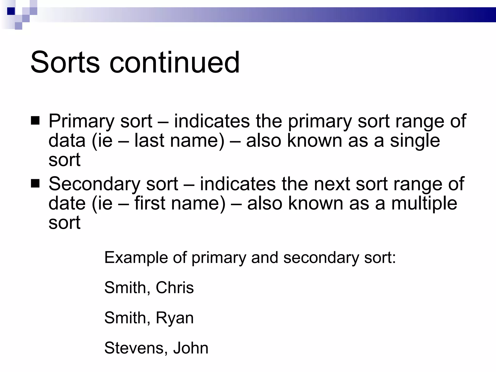 spreedsheet operation | PPT | Computing | Technology & Computing