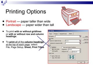 spreedsheet operation | PPT | Computing | Technology & Computing
