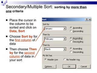 spreedsheet operation | PPT | Computing | Technology & Computing