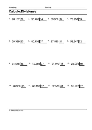 FICHA DE DIVISIONES | PDF