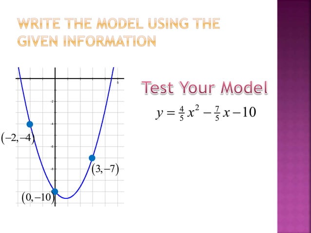 4.10 write quadratic models | PPTX