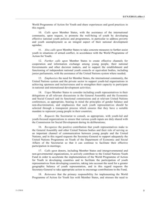 2011 - Commission for Social Development, 49th Session Resolution on Policies and Programmes ...