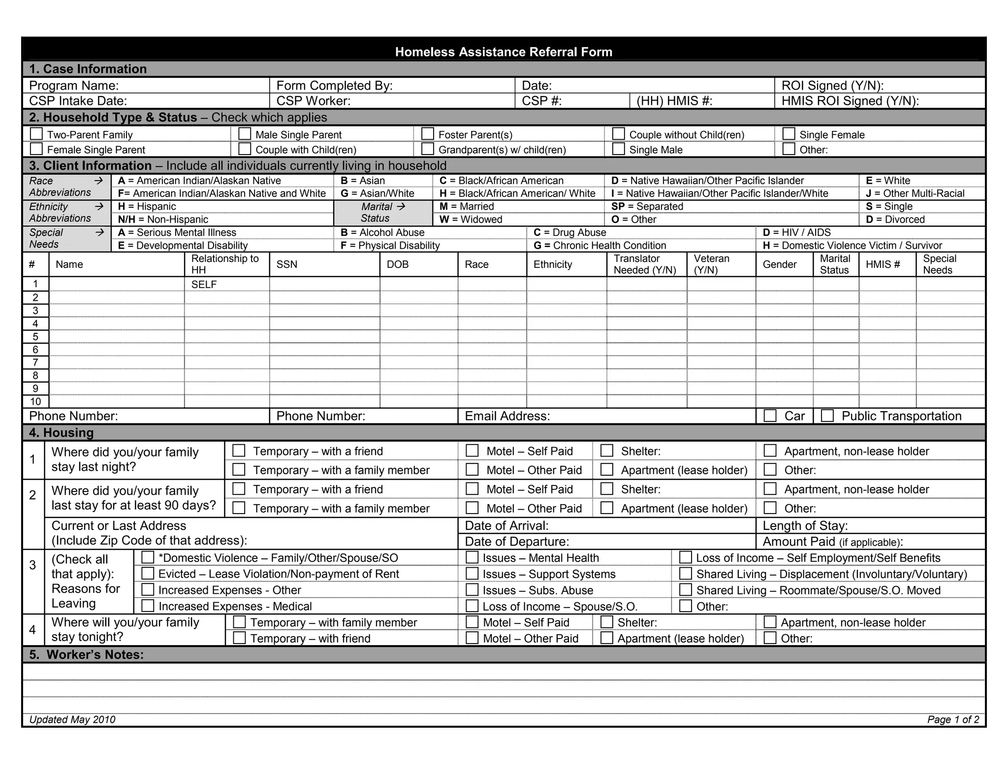 4.11 Amanda Andere: Homeless Assistance Referral Form | PPT