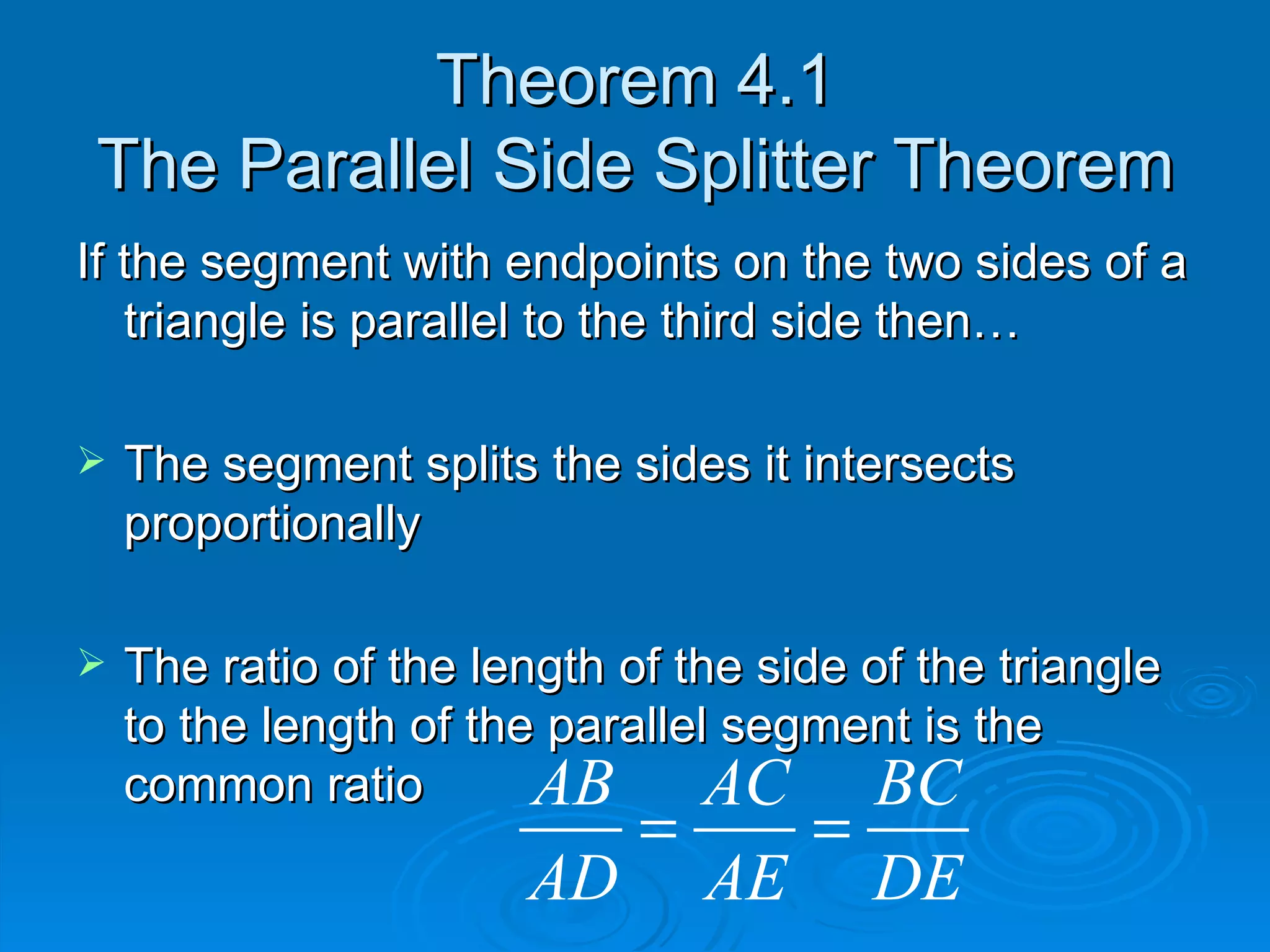 Geometry 4.11 Side Splitter Thms | PPT