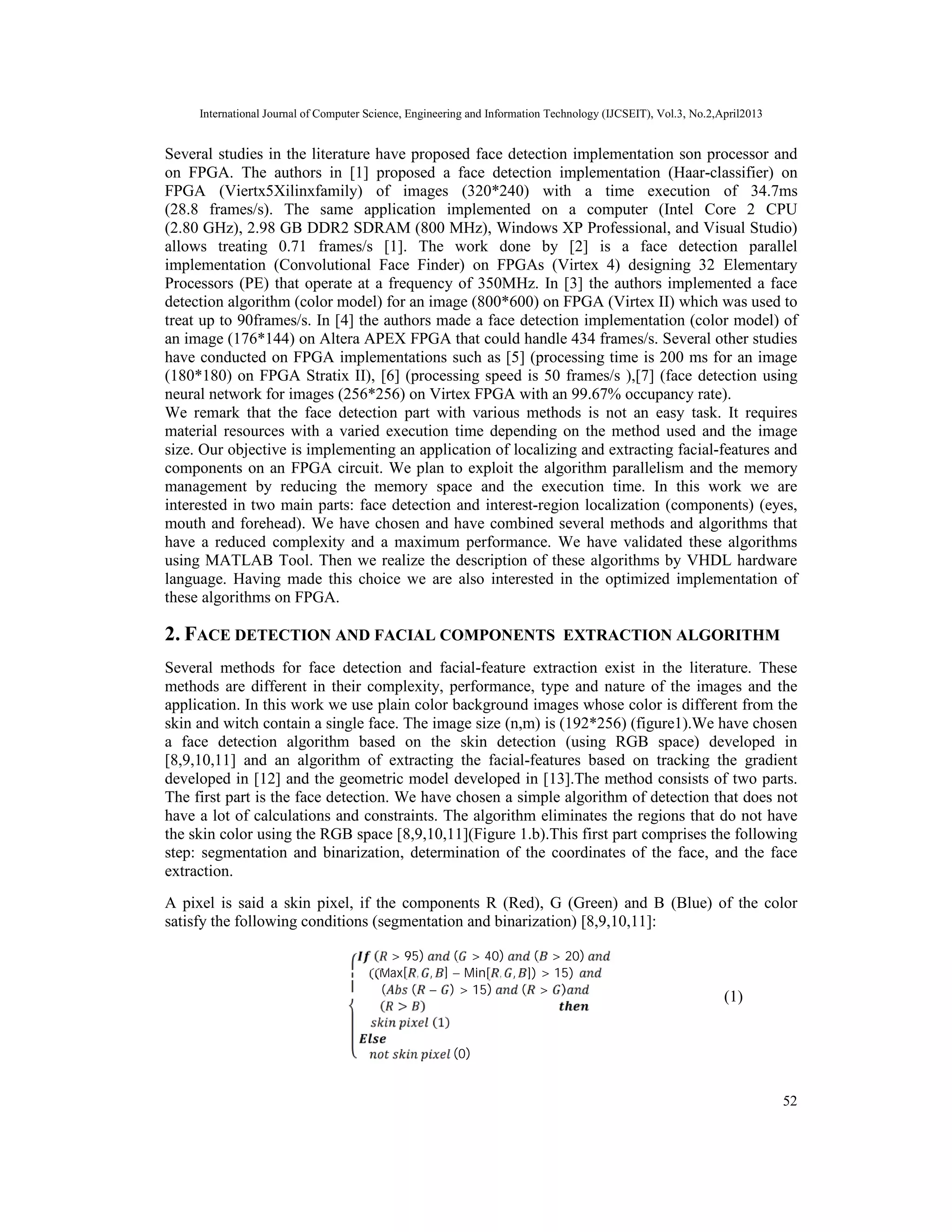 Fpga Architecture For Facial Features And Components Extraction Pdf