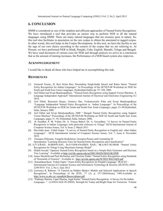 NERHMM: A TOOL FOR NAMED ENTITY RECOGNITION BASED ON HIDDEN MARKOV MODEL | PDF