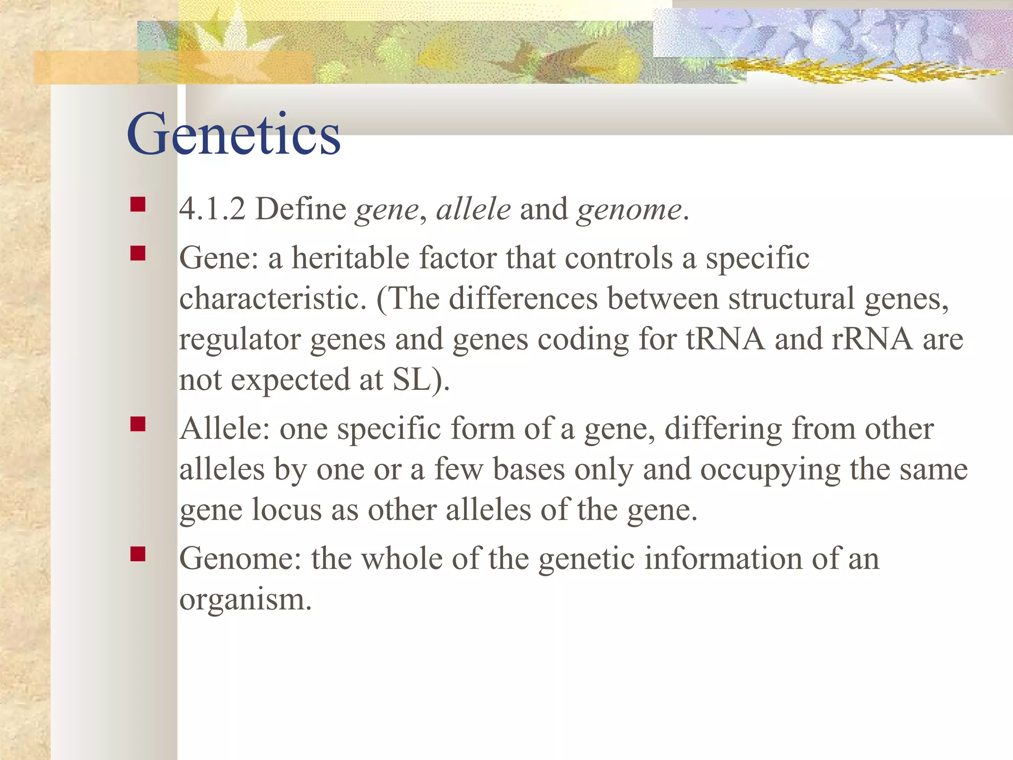4.1 chromosomes, genes, alleles & mutations | PPT