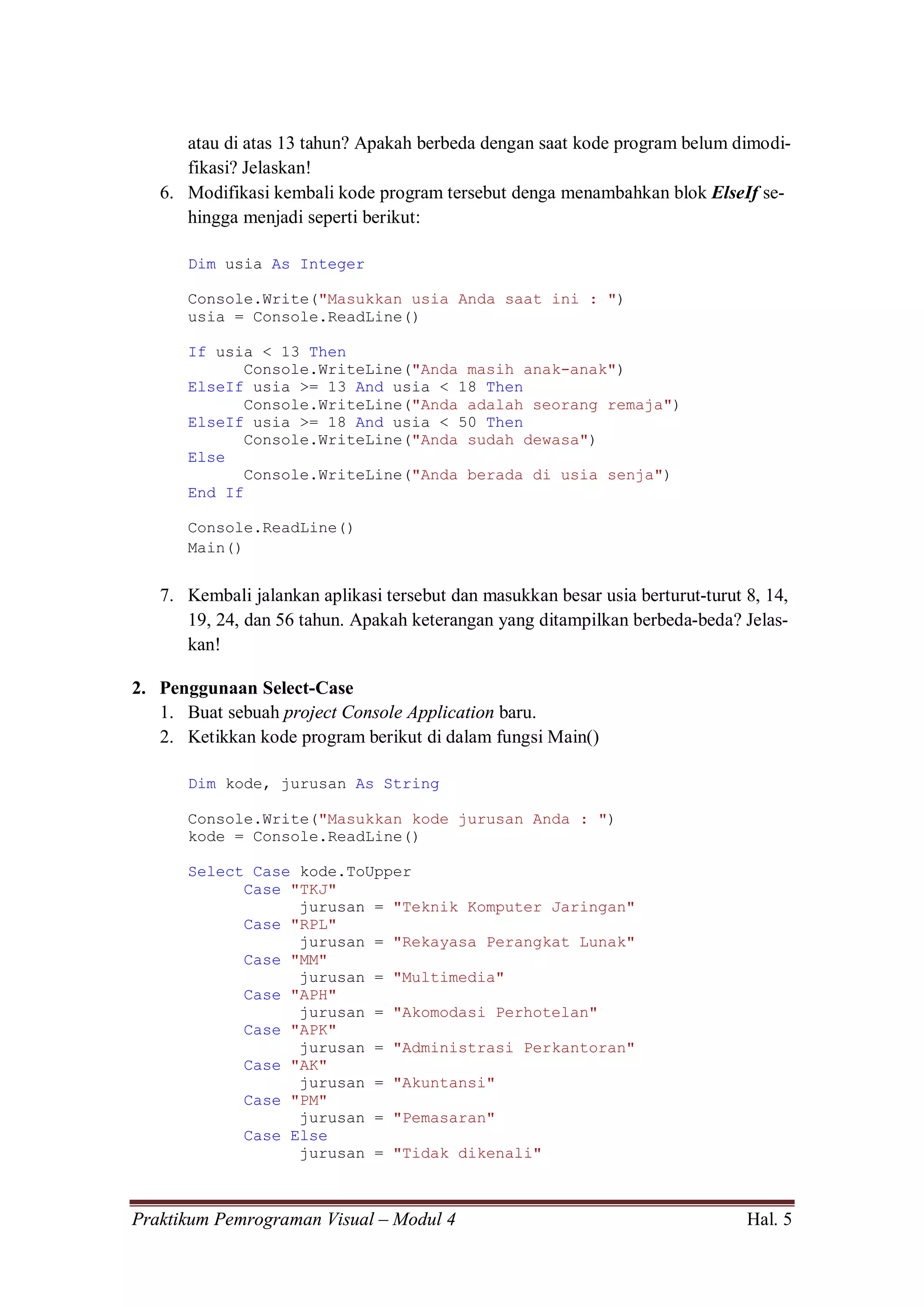 4. percabangan dan perulangan | PDF