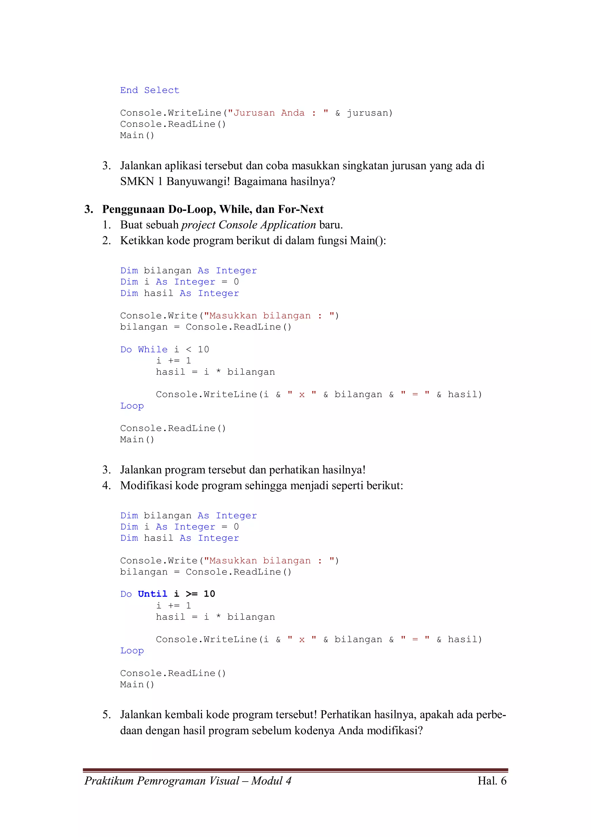 4. percabangan dan perulangan | PDF