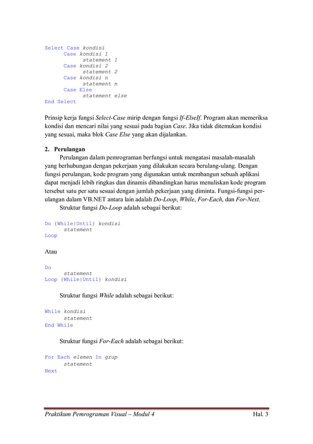4. percabangan dan perulangan | PDF