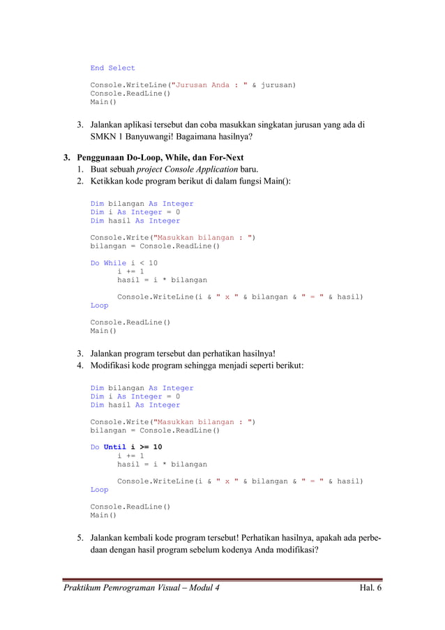 4. percabangan dan perulangan | PDF