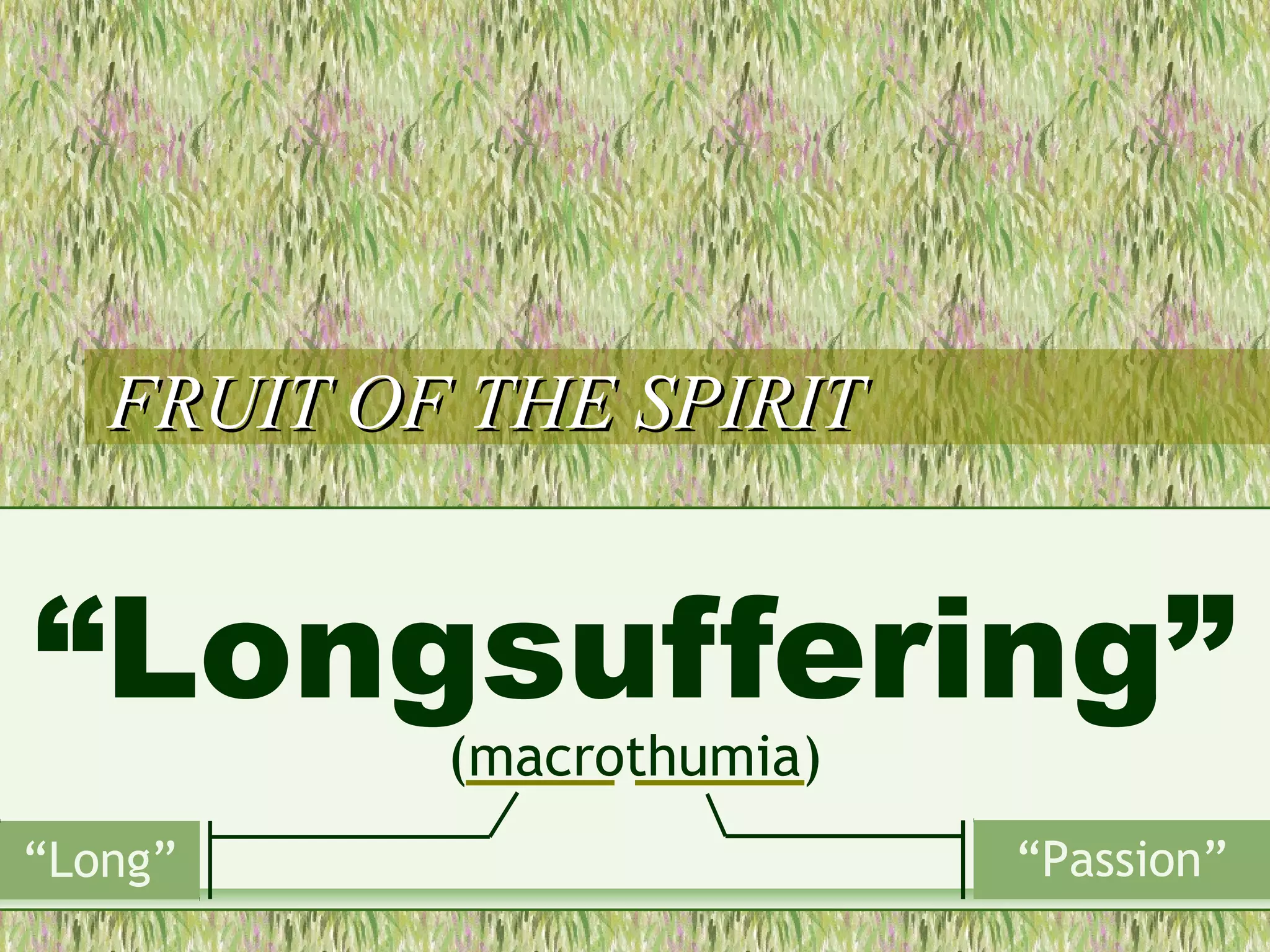 4. Fruit of the Spirit - Longsuffering | PPT