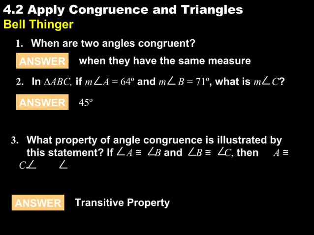 4.2 apply congruence and triangles | PPT