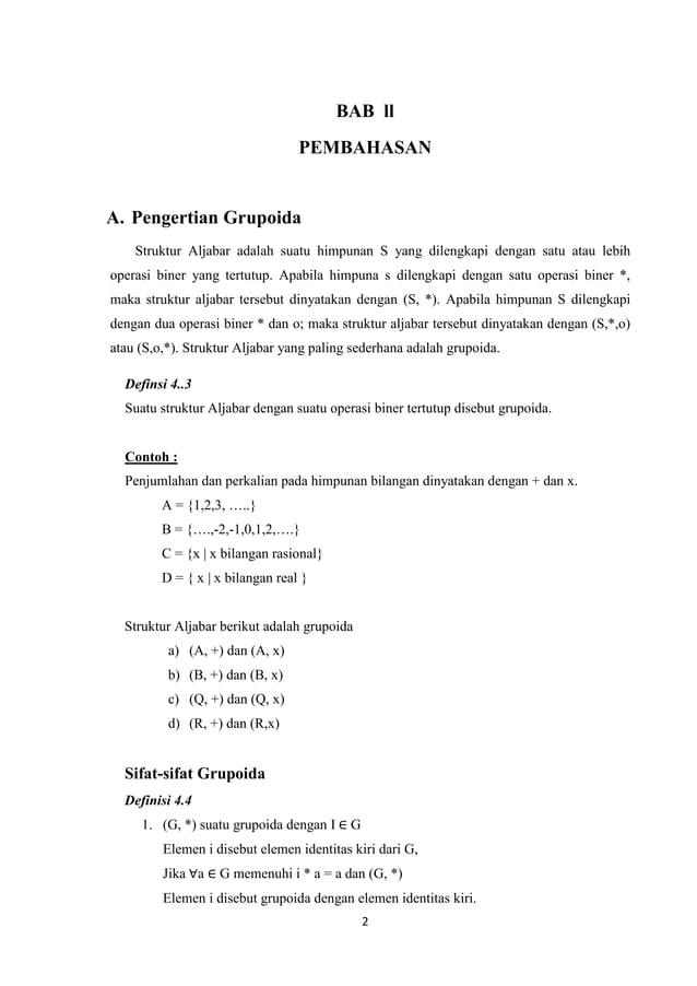 4. MAKALAH GRUPOIDA,SEMIGRUP DAN MONOIDA | DOCX