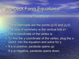 4.2 vertex and intercept form | PPT | Physics | Science