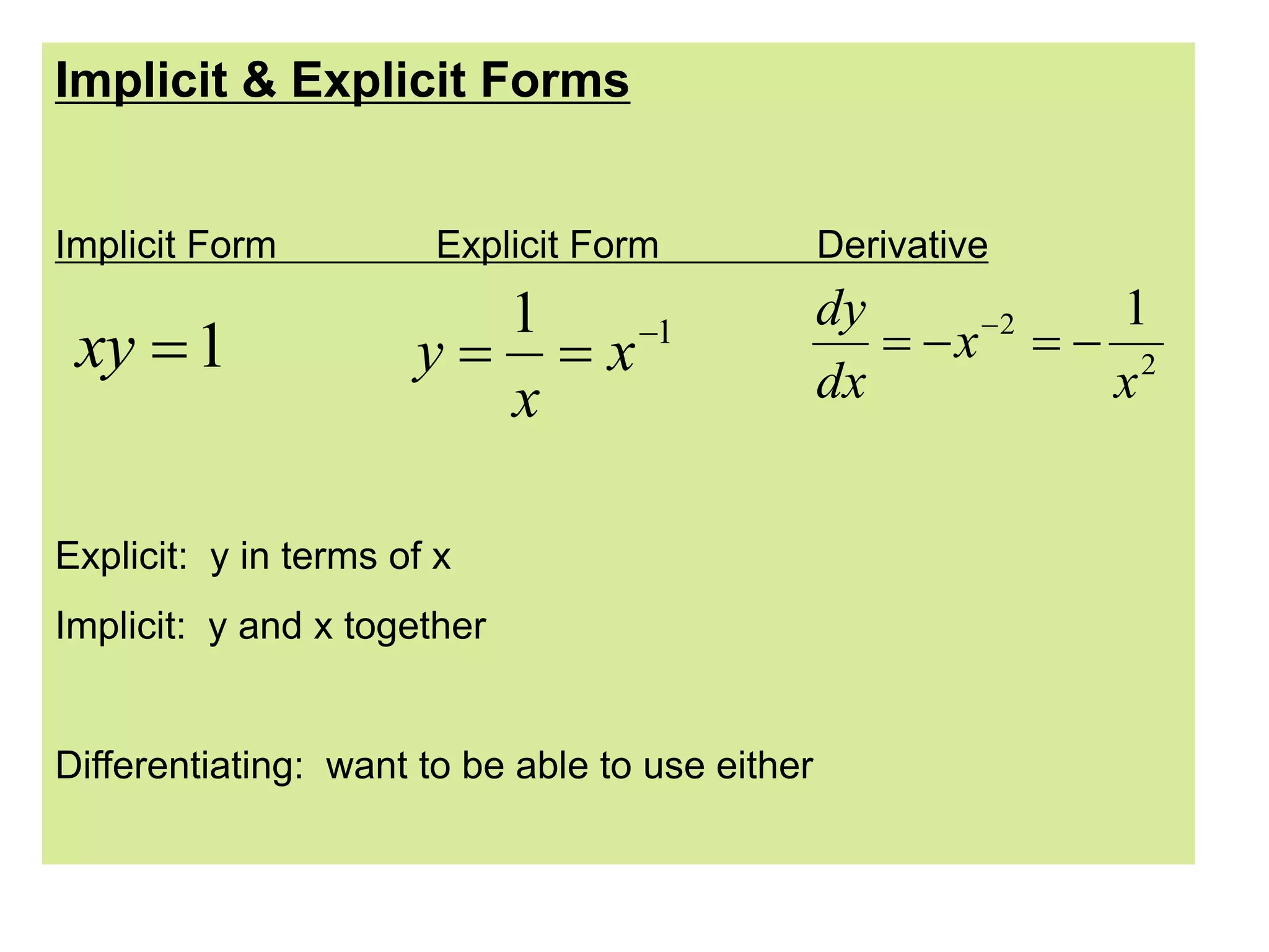 4.1 implicit differentiation | PPT