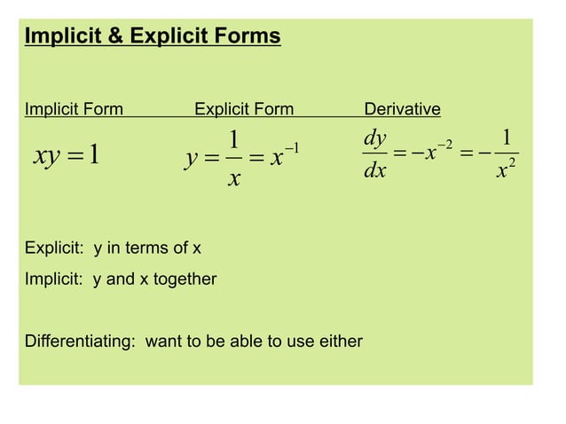 4.1 implicit differentiation | PPT