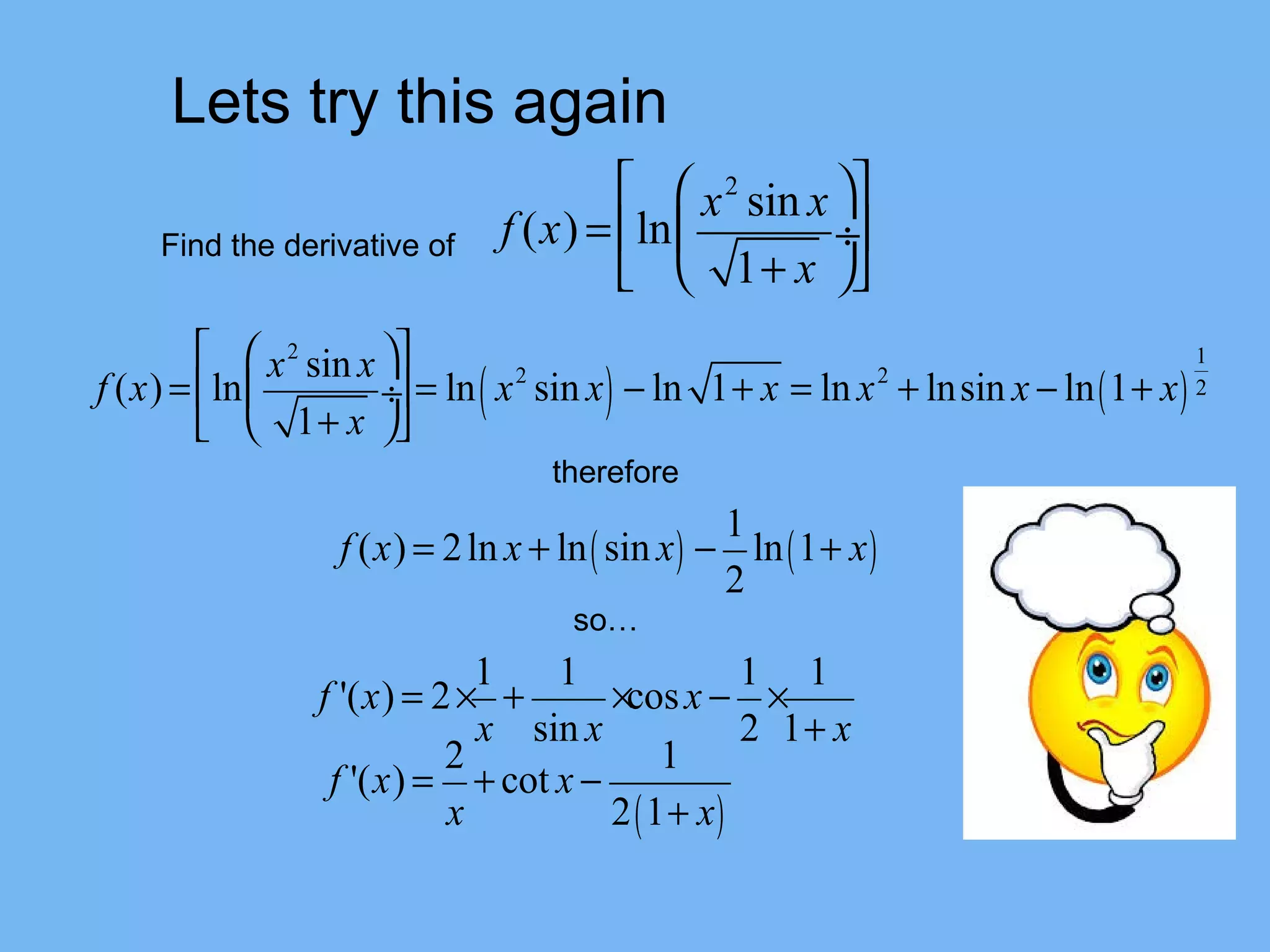 4.2 derivatives of logarithmic functions | PPT