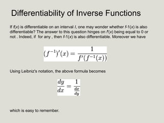 4.3 derivatives of inv erse trig. functions | PPT