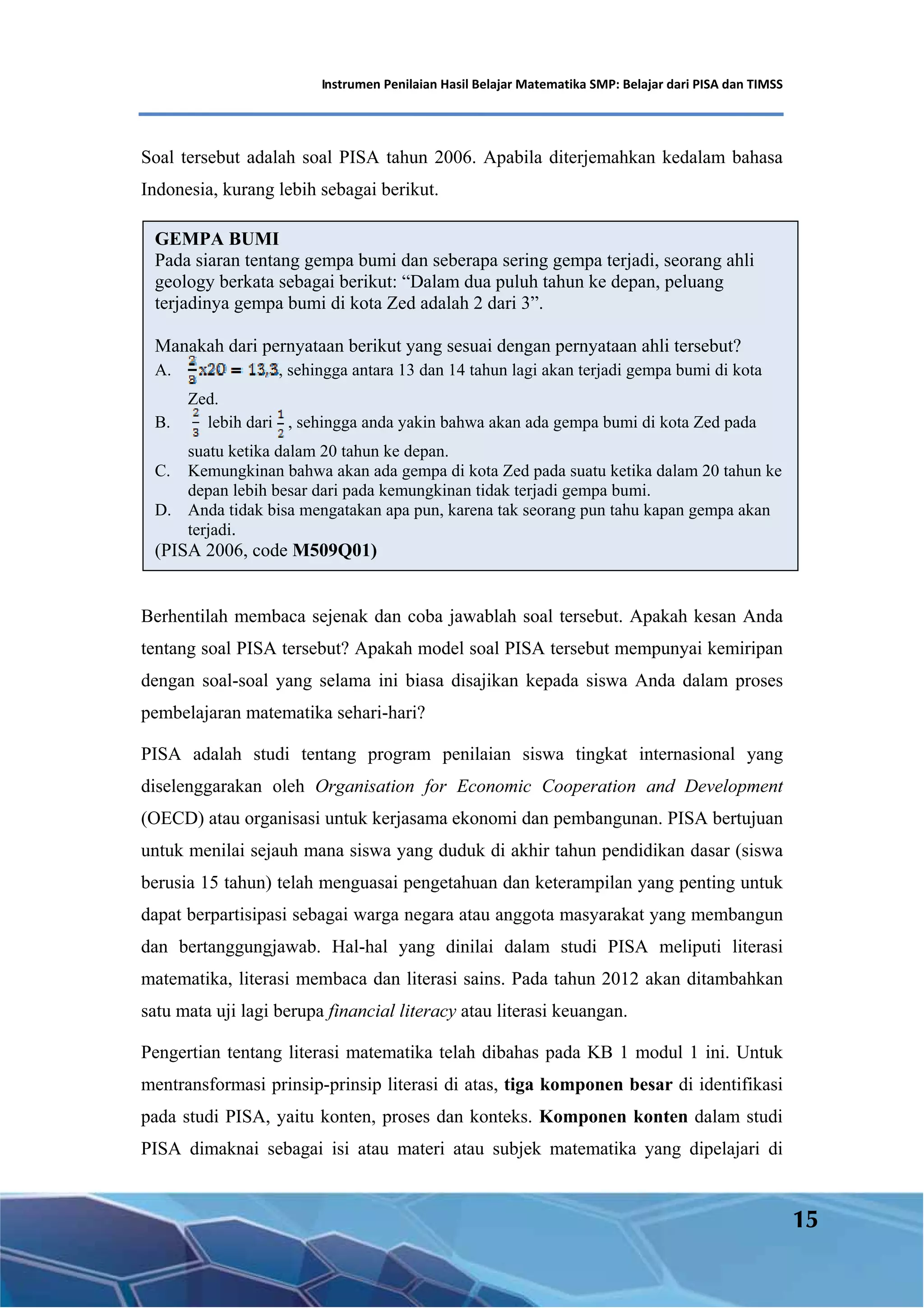 instrumen penilaian hasil belajar matematika .... | PDF