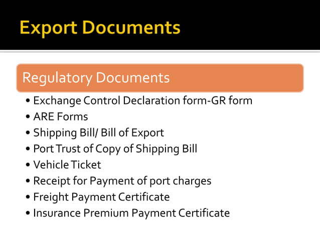 Documents required for exports in India | PPTX