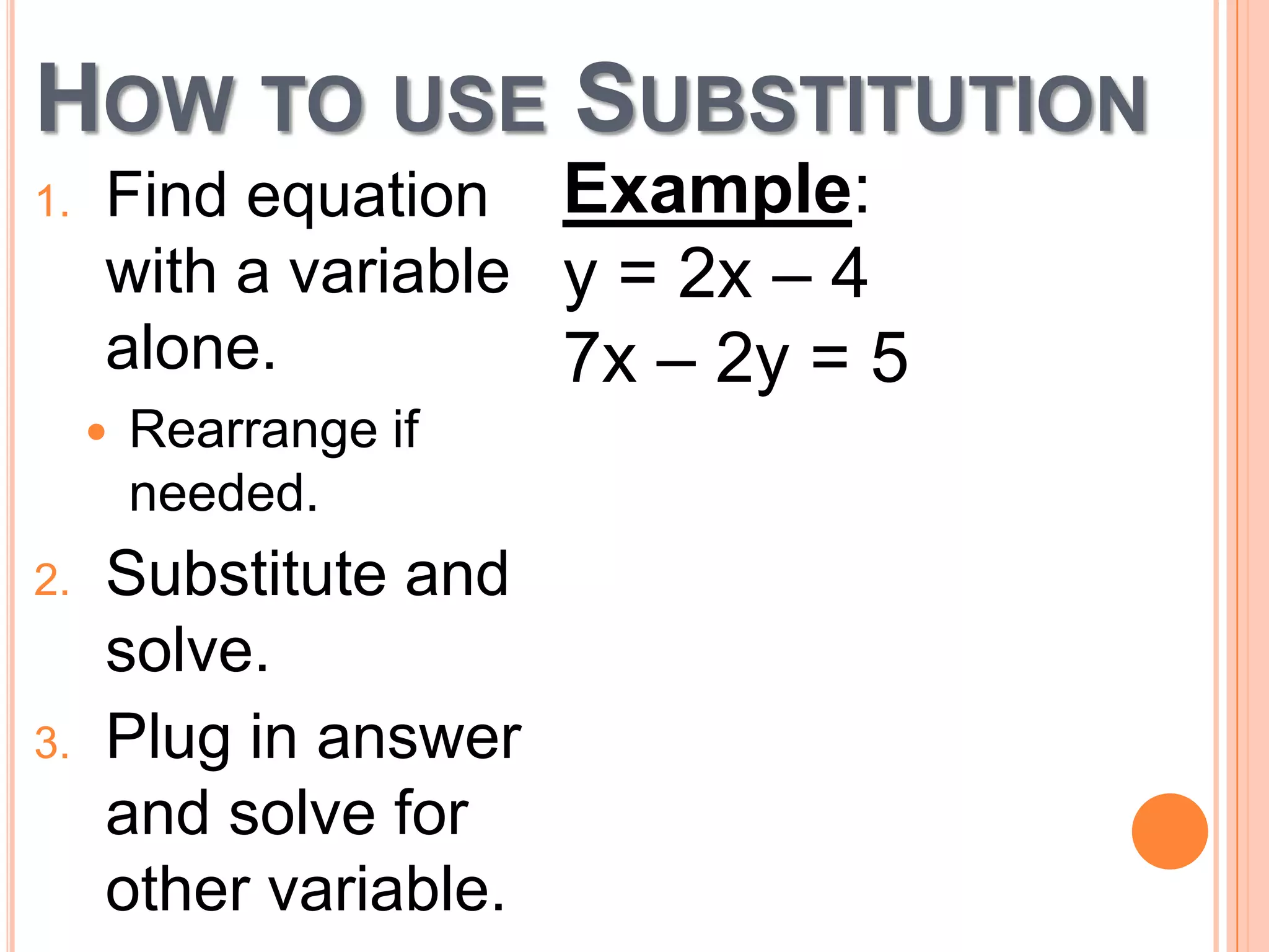 4.2 solving linear systems by substitution | PPT