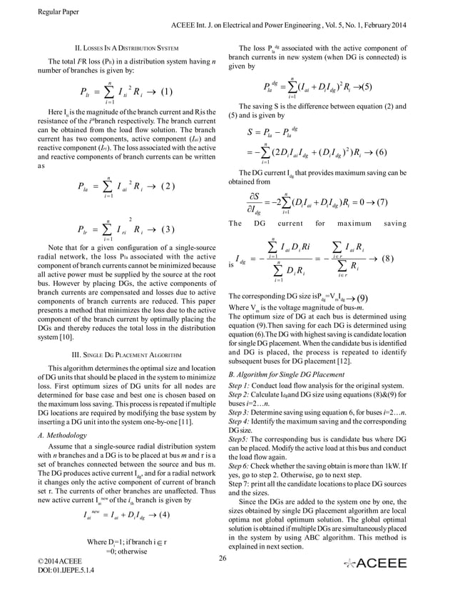 Optimal Placement of DG for Loss Reduction and Voltage Sag Mitigation in Radial Distribution ...