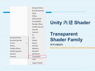 使用內建shader: Transparent Shader Family | PPTX