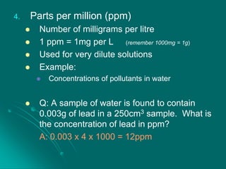 4.1 concentration of solutions | PPTX