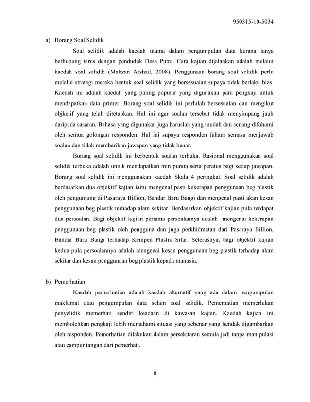 Contoh Kaedah Kajian PBS PA | DOCX