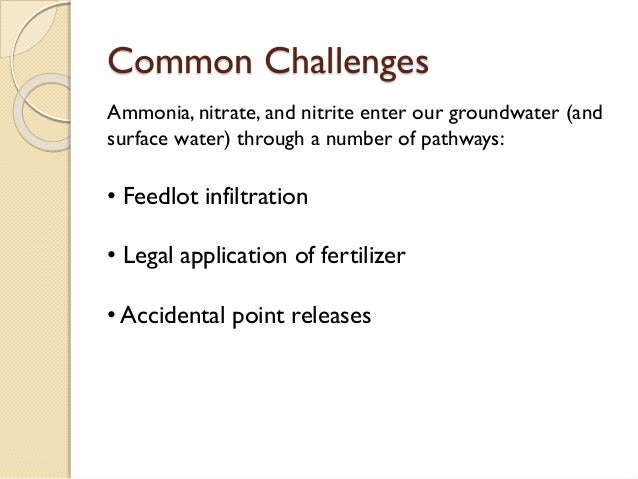 Groundwater Contamination From Ammonia Nitrate And Nitrite In Searc