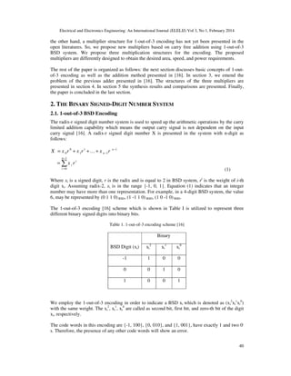 EFFICIENT MULTIPLIERS FOR 1-OUT-OF-3 BINARY SIGNED-DIGIT NUMBER SYSTEM | PDF