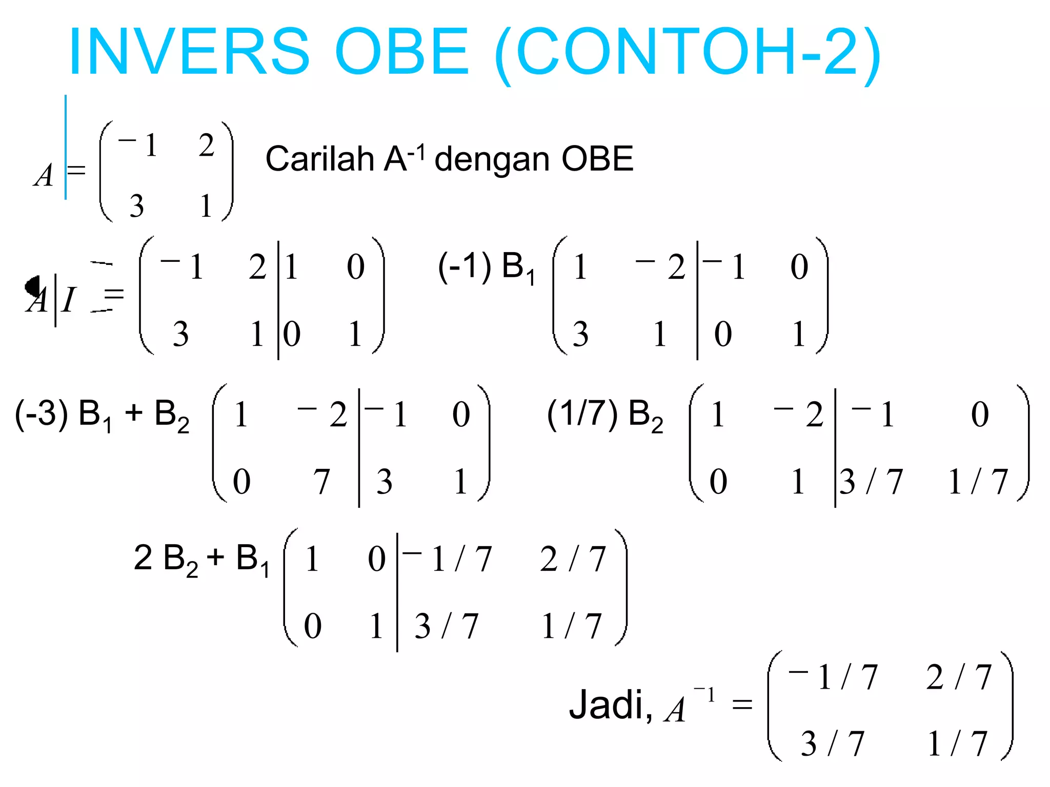 matriks elementer dan invers | PPTX
