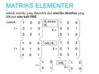 matriks elementer dan invers | PPT