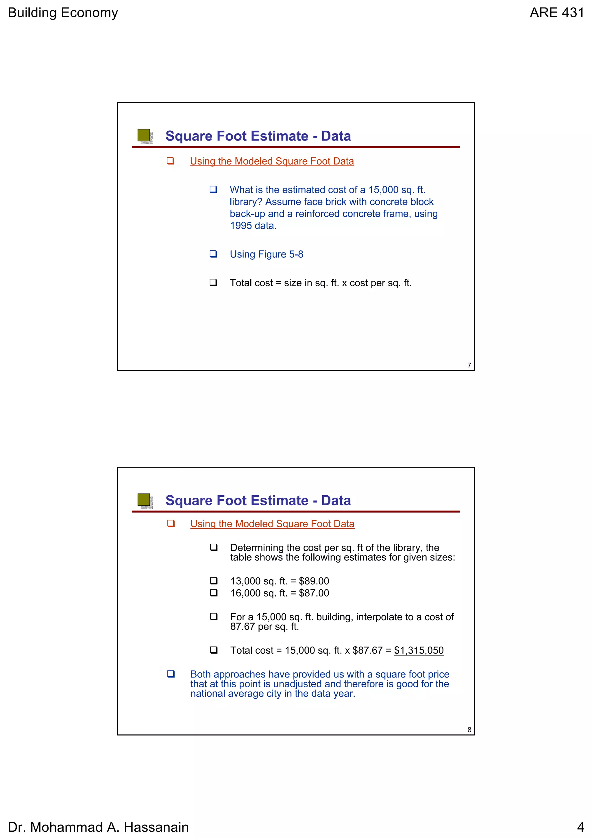 4.2 square foot estimating | PDF