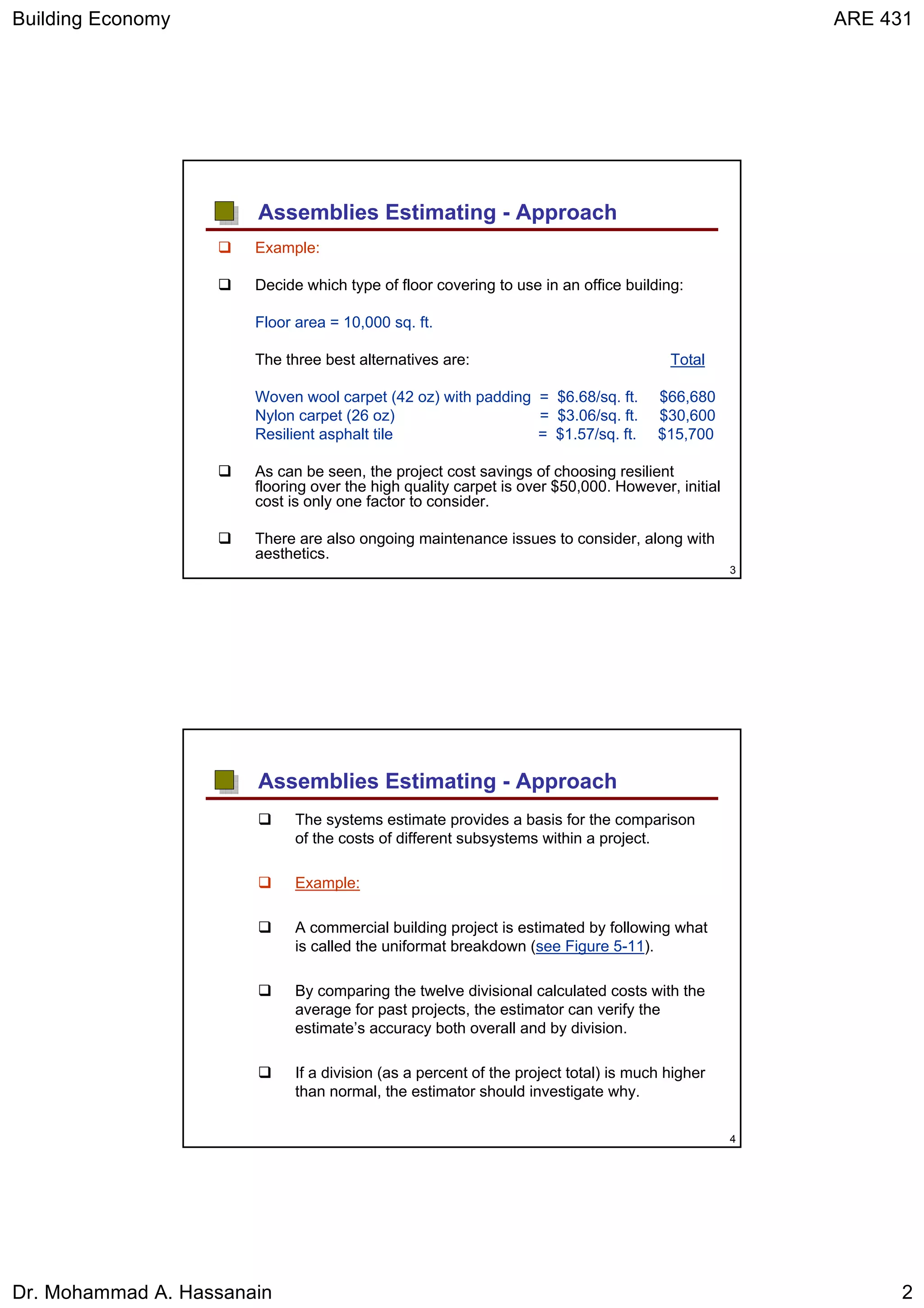 4.3 assemblies estimating | PDF
