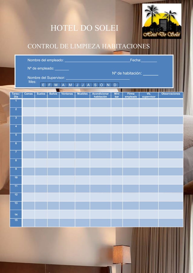 4.5.2.1 control de limpieza en habitaciones | DOCX