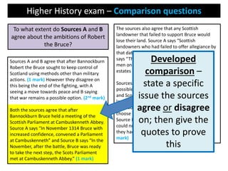 Higher History source questions - comparison questions | PPTX