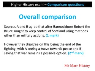 Higher History source questions - comparison questions | PPTX