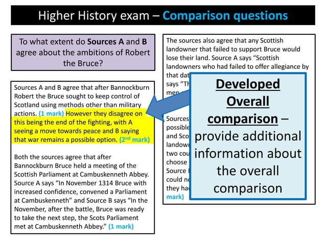 Higher History source questions - comparison questions | PPT