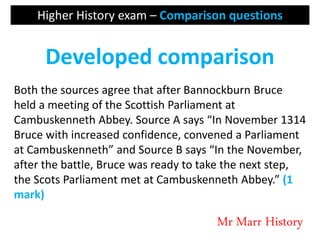 Higher History source questions - comparison questions | PPT
