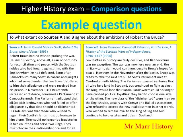 Higher History source questions - comparison questions
