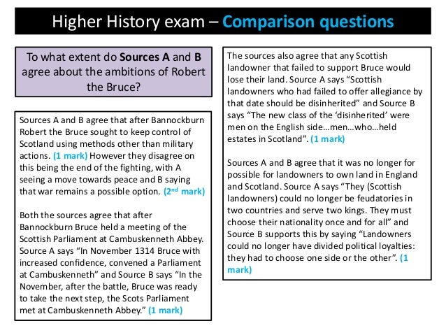 Higher History source questions - comparison questions